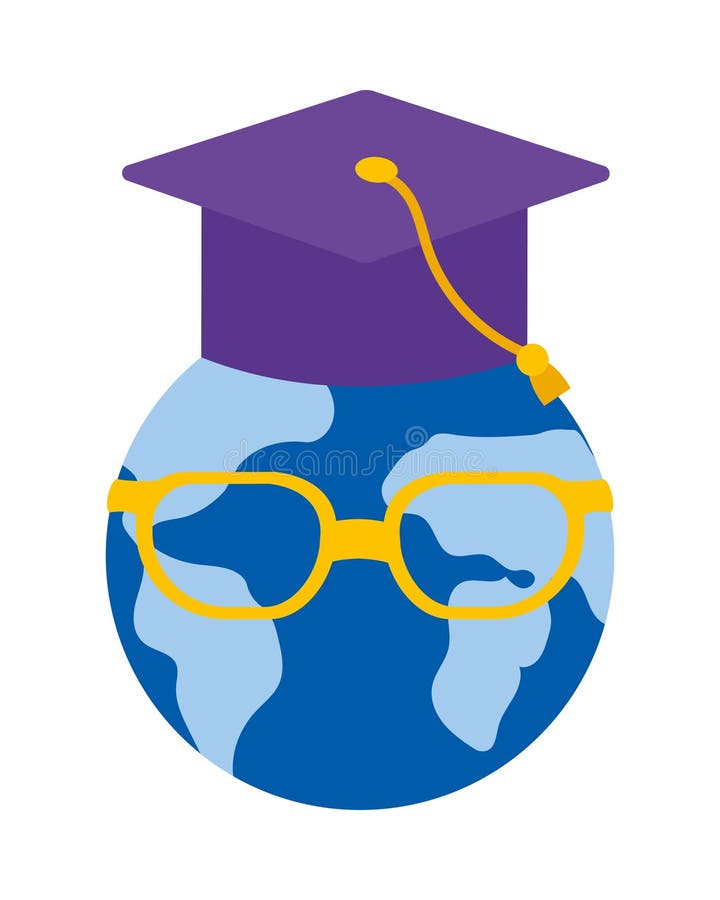 Graduation Hat in World Planet Stock Vector - Illustration of study ...