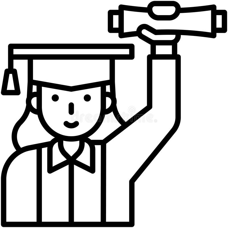 Graduation Girl Icon, High School Related Vector Illustration Stock ...
