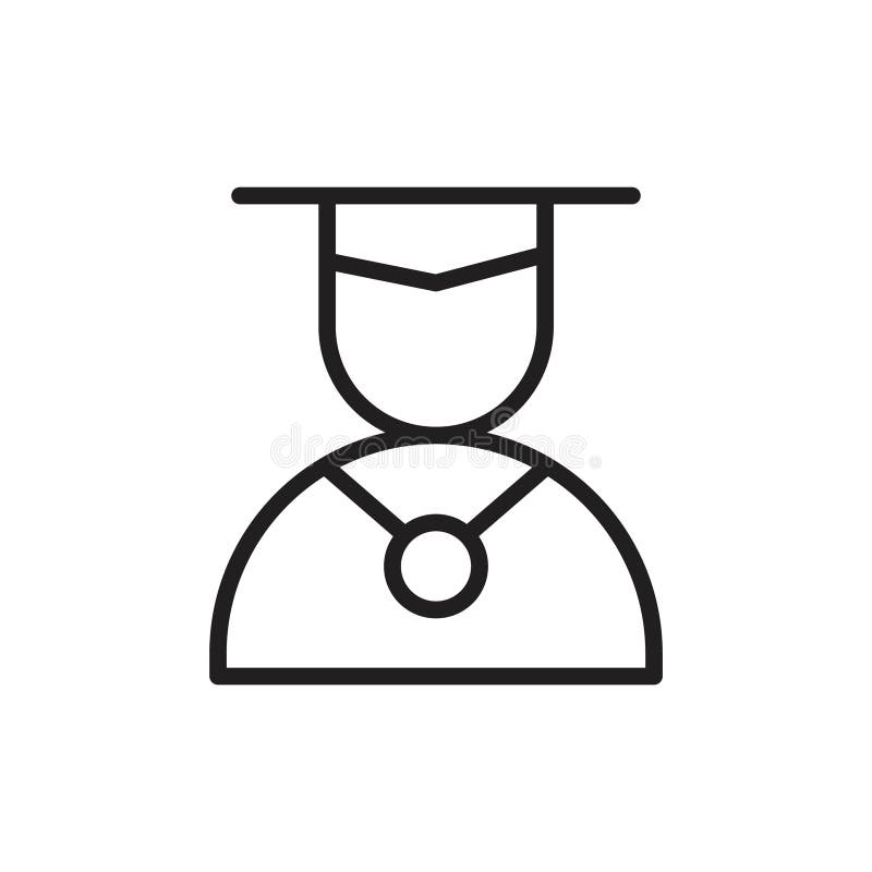 Graduation Icon Flat Line Illustration Stock Vector - Illustration of ...