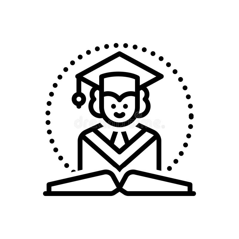 Black Line Icon for Graduation, Graduate and Knowledge Stock Vector ...