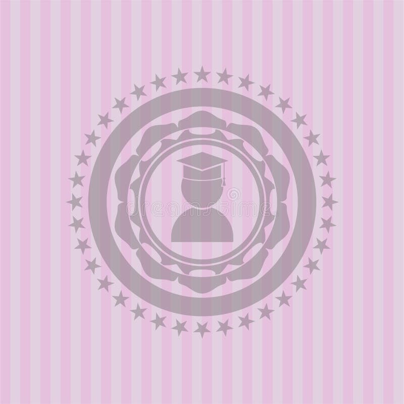 Graduation Icon Inside Pink Emblem. Conceptual Design. EPS10 Stock ...