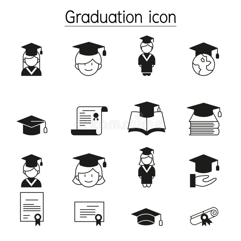 Graduation icon set stock vector. Illustration of achievement - 328182142