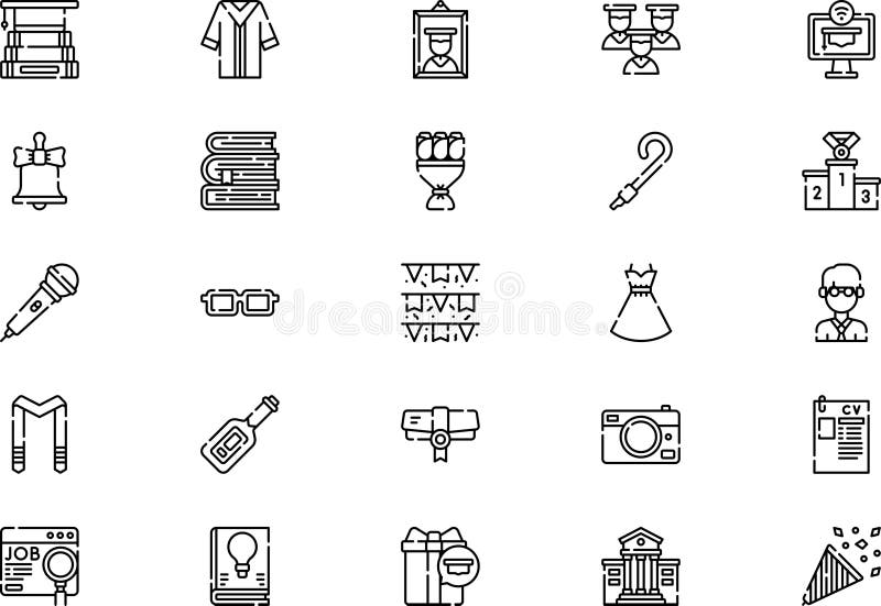 Graduation Icons Collection is a Vector Illustration with Editable ...