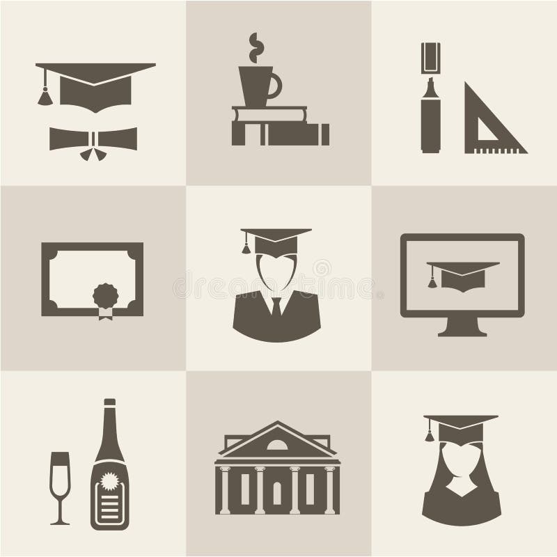 Graduation icons stock vector. Illustration of pictogam - 33540223