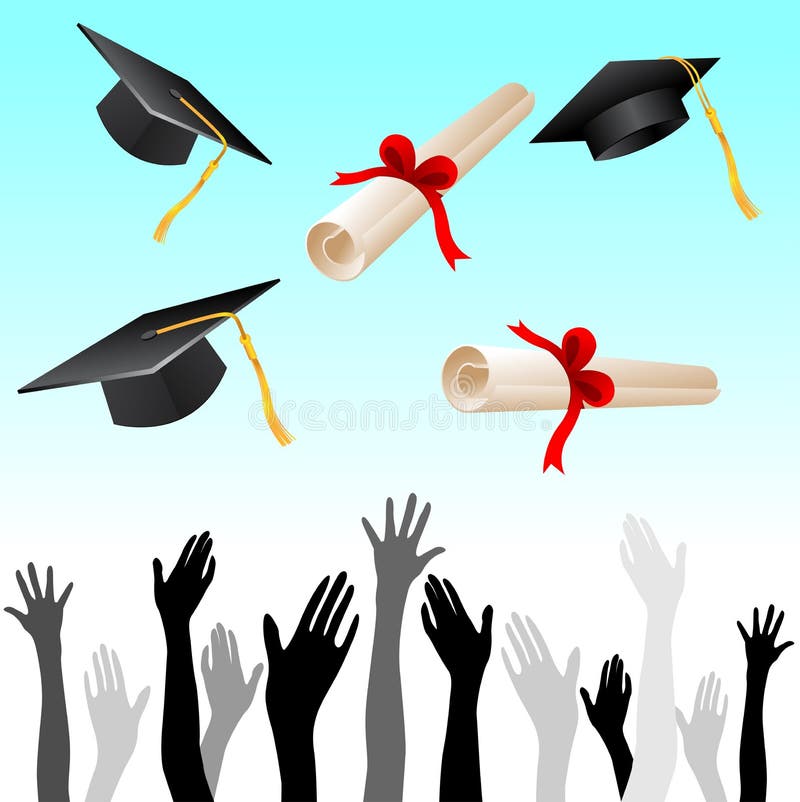 Graduation cap stock vector. Illustration of mortar, hand - 2351244