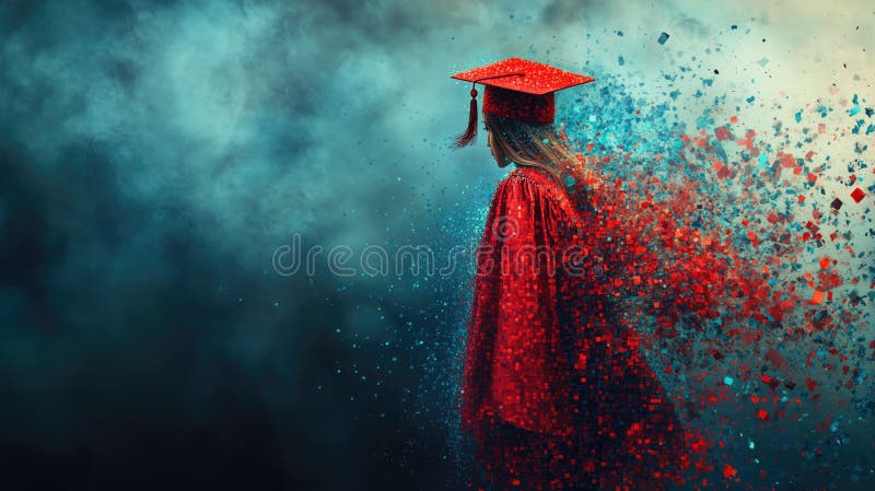 Graduation Joy, Celebration of Success, Confetti Explosion, Cap and ...