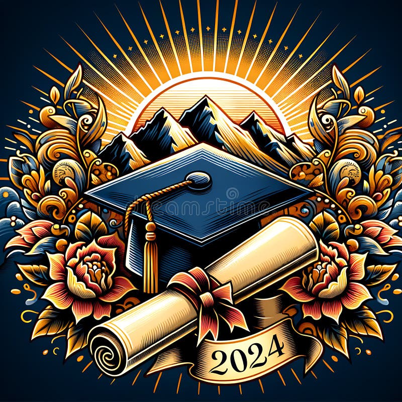 Graduation Label Design. Class of 2024 Stock Illustration ...