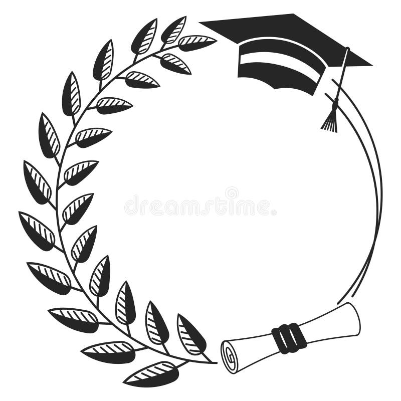 Graduation Laurel Wreath Frame Stock Illustration - Illustration of ...