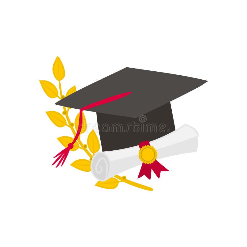 Graduation Logo with Master Cap, Scroll and Laurel Branch Stock Vector ...