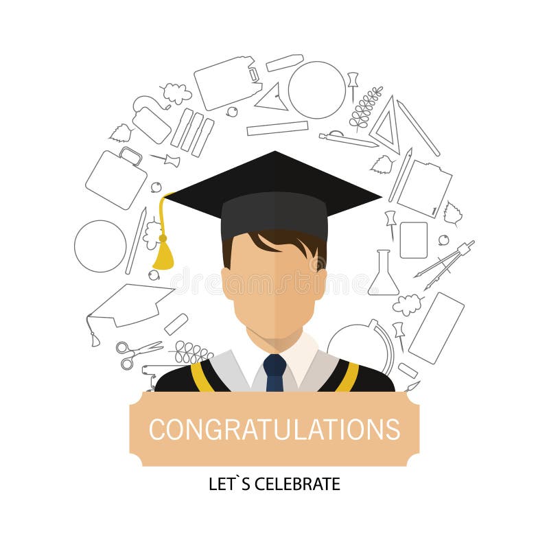 Graduation Logo Template Design Elements. Flat Design. Stock Vector ...