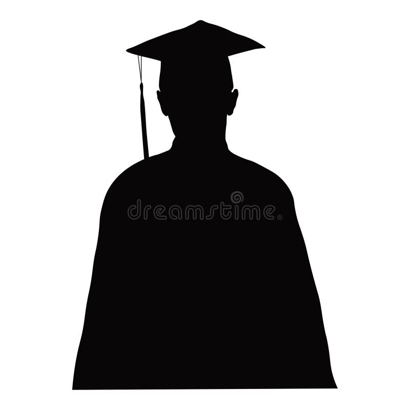 Graduation Man Pose Silhouette on White Background. Vector Illustration ...