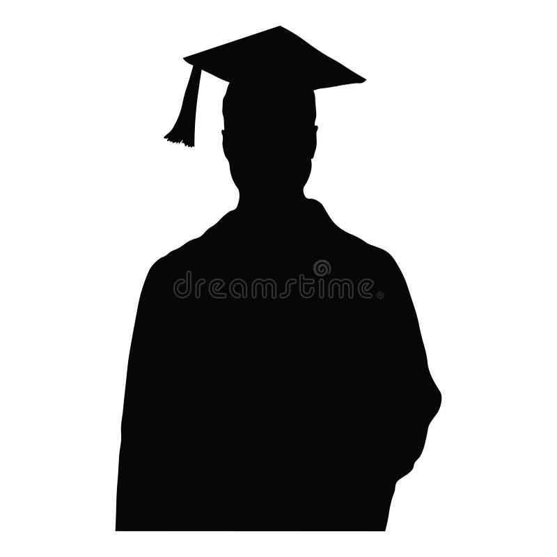 Graduation Man Pose Silhouette on White Background. Vector Illustration ...