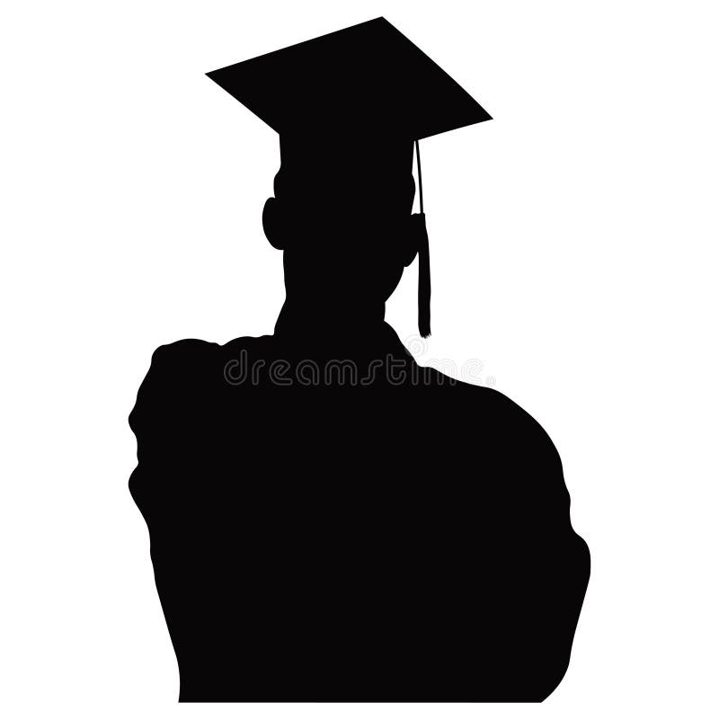 Graduation Man Pose Silhouette on White Background. Vector Illustration ...