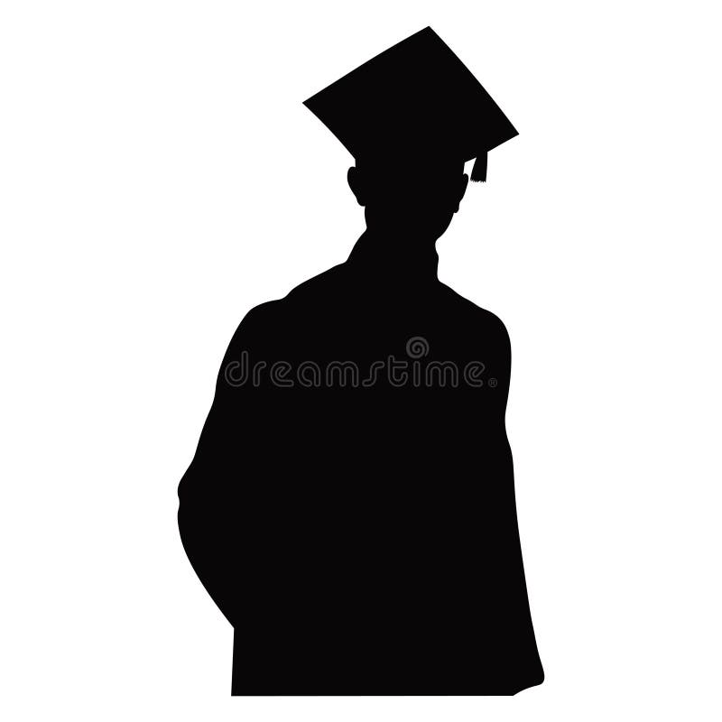 Graduation Man Pose Silhouette on White Background. Vector Illustration ...