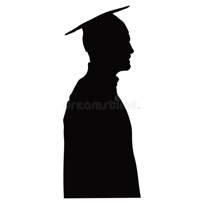 Graduation Man Pose Silhouette on White Background. Vector Illustration ...