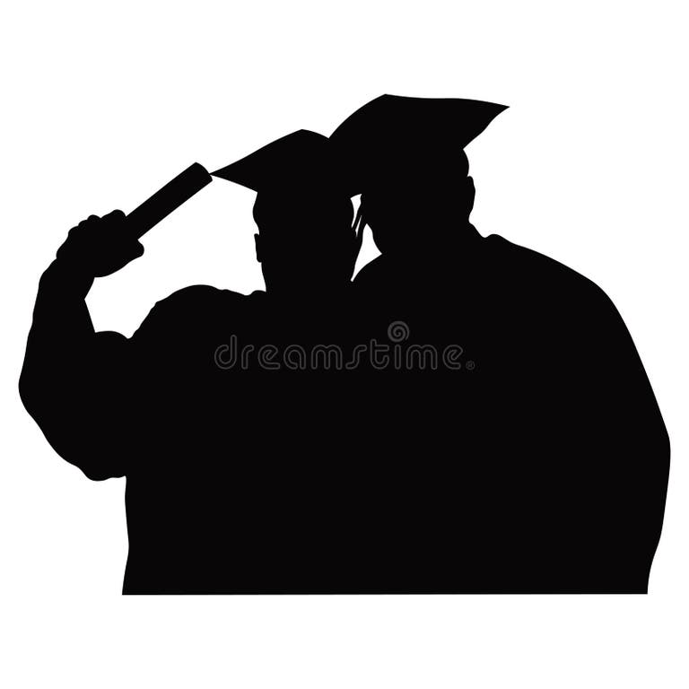 Graduation Man Pose Silhouette on White Background. Vector Illustration ...