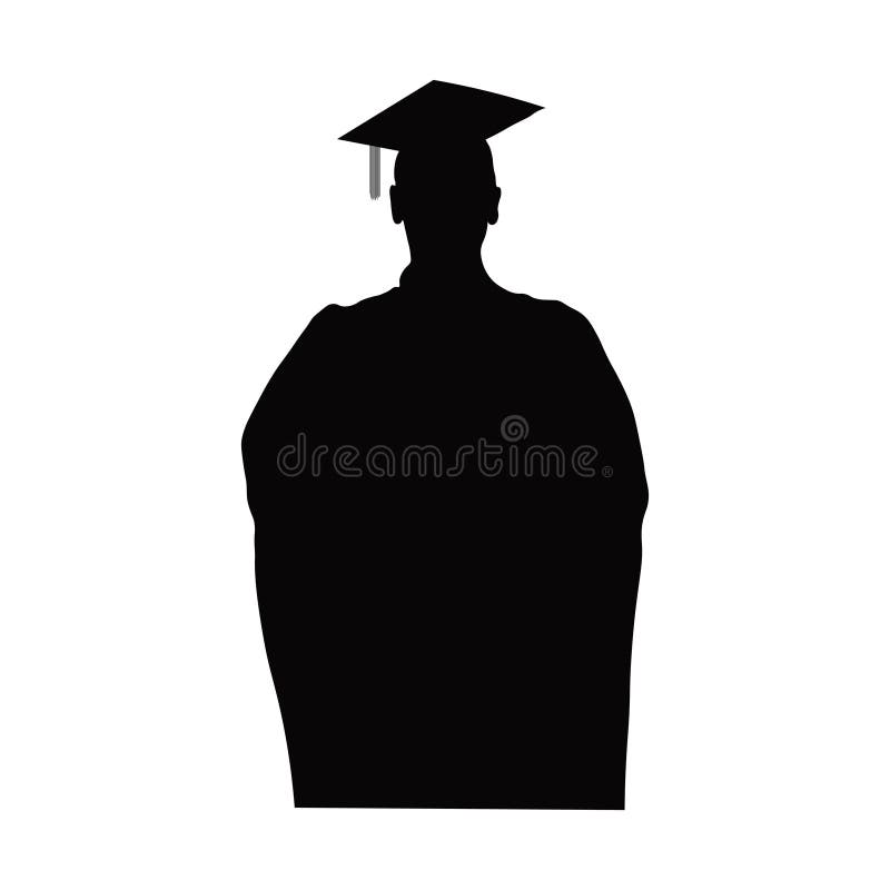 Graduation Man Pose Silhouette on White Background. Vector Illustration ...