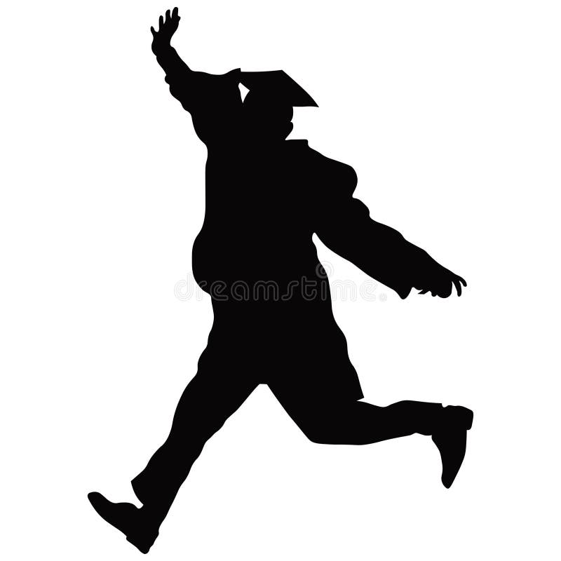 Graduation Man Pose Silhouette on White Background. Vector Illustration ...