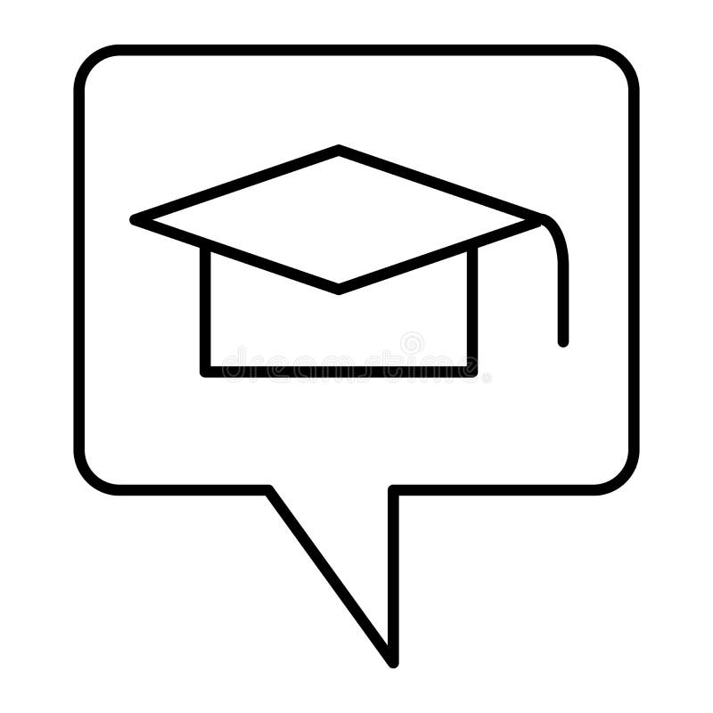 Graduation Message Thin Line Icon. Graduate Hat in Speech Bubble Vector ...