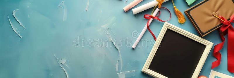 Graduation Celebration Framed Picture Surrounded by School Items and ...