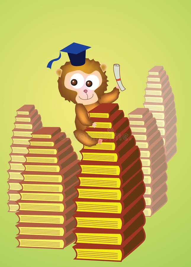 Graduation, monkey stock illustration. Illustration of high - 21284625