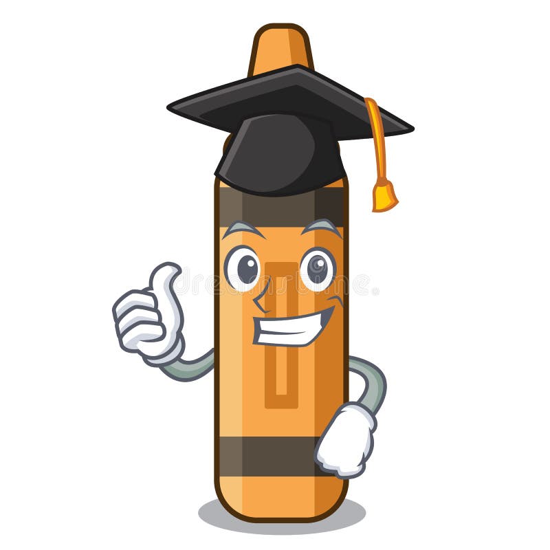 Graduation Orange Crayon Isolated in the Character Stock Vector ...