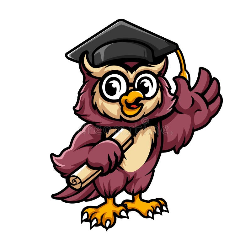 Graduation Owl Mascot Cartoon Design Stock Illustration - Illustration ...