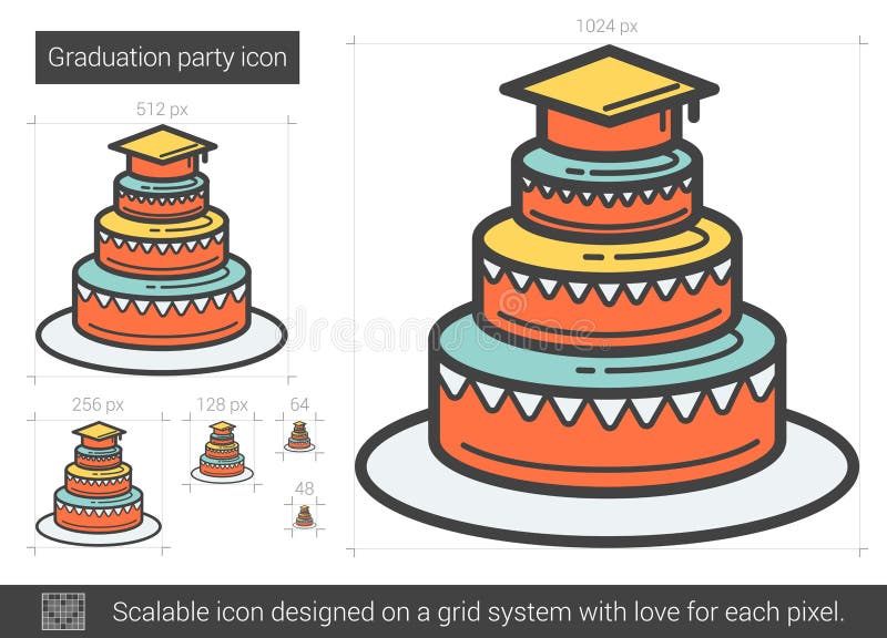 Graduation Party Line Icon. Stock Vector - Illustration of minimal ...
