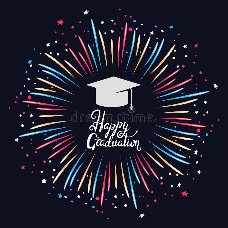 Graduation Party Poster. Vector Template of Invitation Card with ...