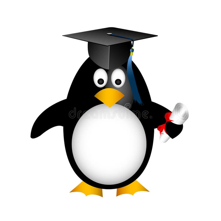 Graduation penguin stock vector. Illustration of diploma - 13999687