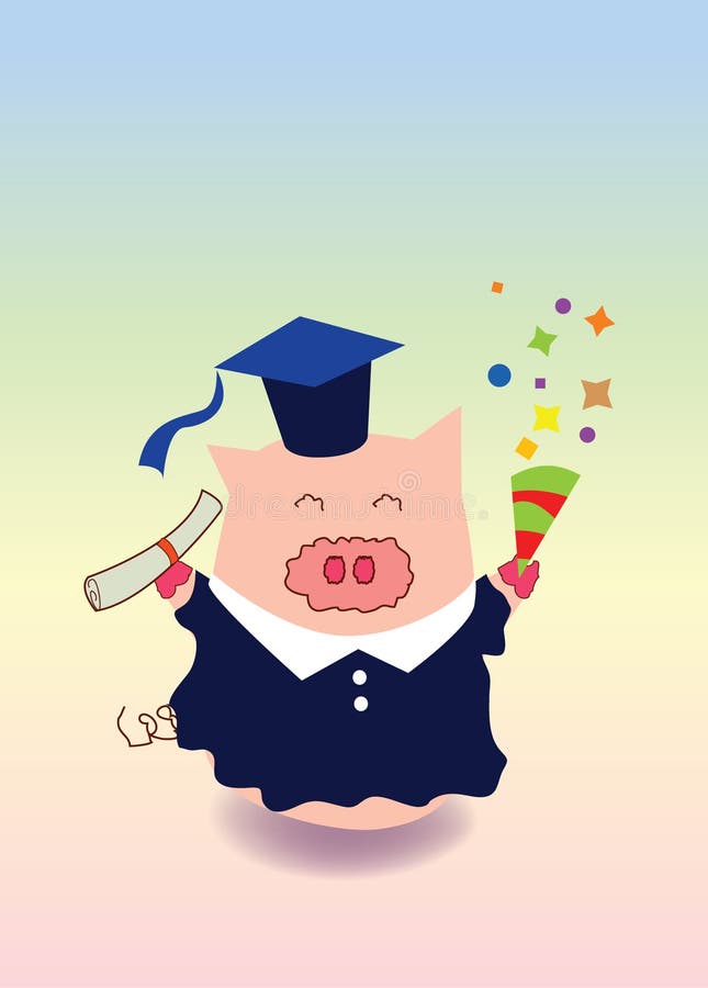 Graduation, pig stock illustration. Illustration of achievement - 21284629