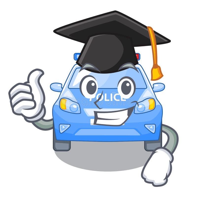 Graduation Police Car in the Shape Character Stock Vector ...