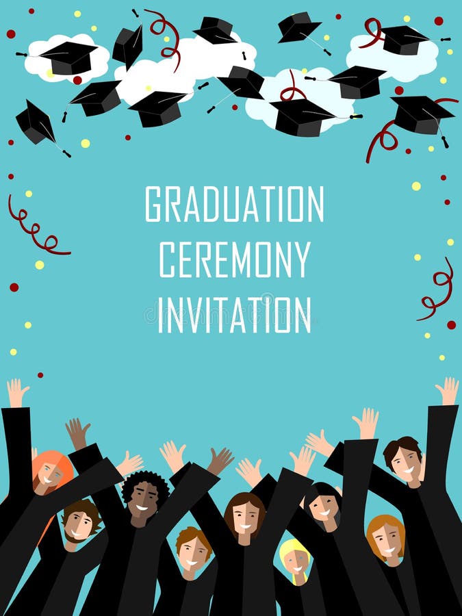 Happy Graduation Day Poster Template With Students Throws