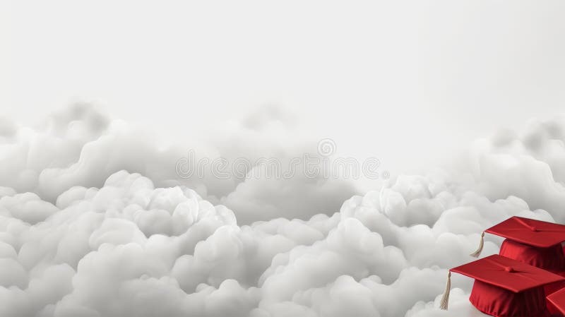 Graduation Poster Template with Cloudy Sky Background, Graduate Cap ...