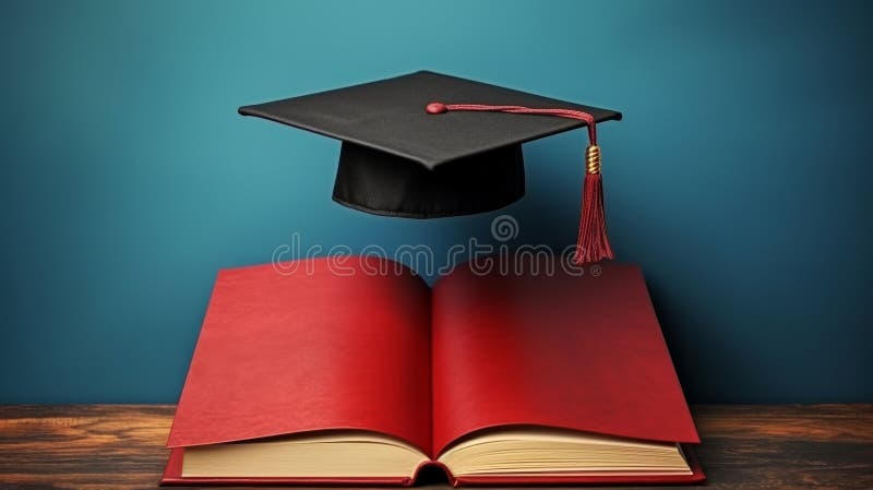 Graduation Poster Template with Graduate Cap, Open Book, and Copy Space ...