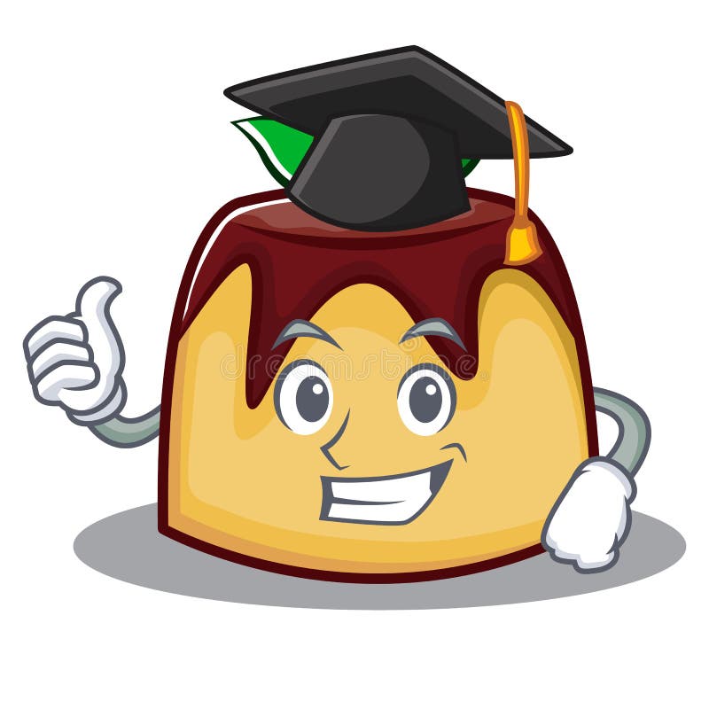 Graduation Pudding Character Cartoon Style Stock Vector - Illustration ...