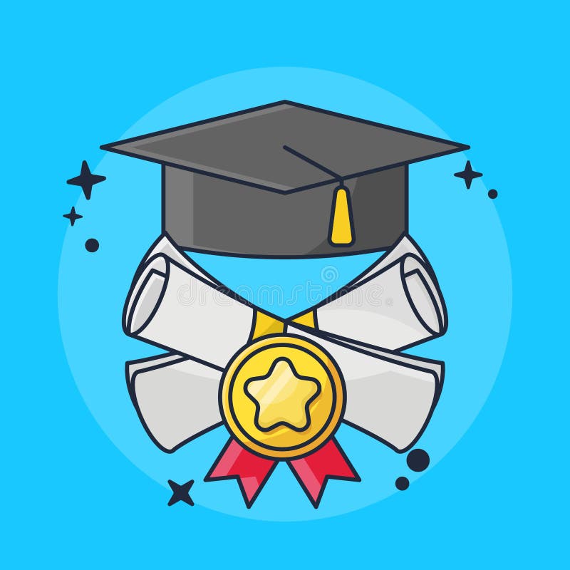 Graduation and Report Cards with Hat Stock Vector - Illustration of ...