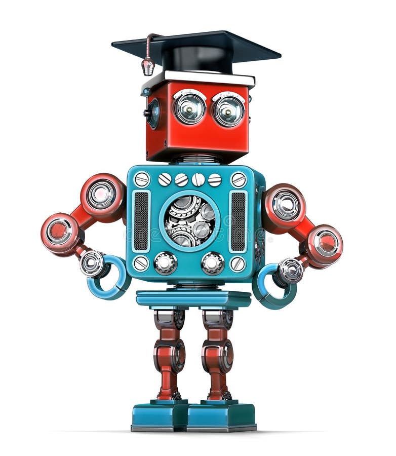 Graduation Retro Robot. Isolated. Contains Clipping Path Stock ...