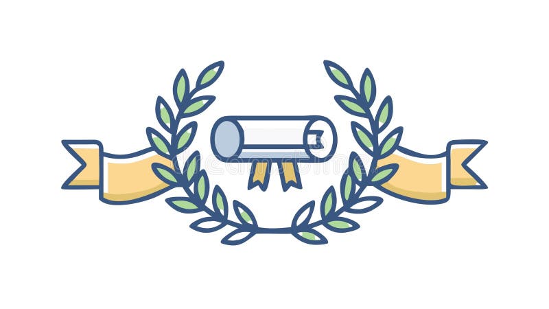 Graduation Scroll and Laurel Wreath Icon, Academic Achievement, Vector ...
