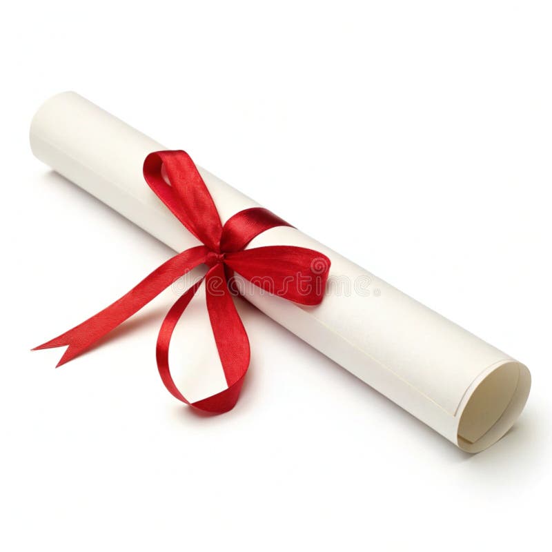Graduation Scroll with Red Ribbon Isolated on Transparent Background ...