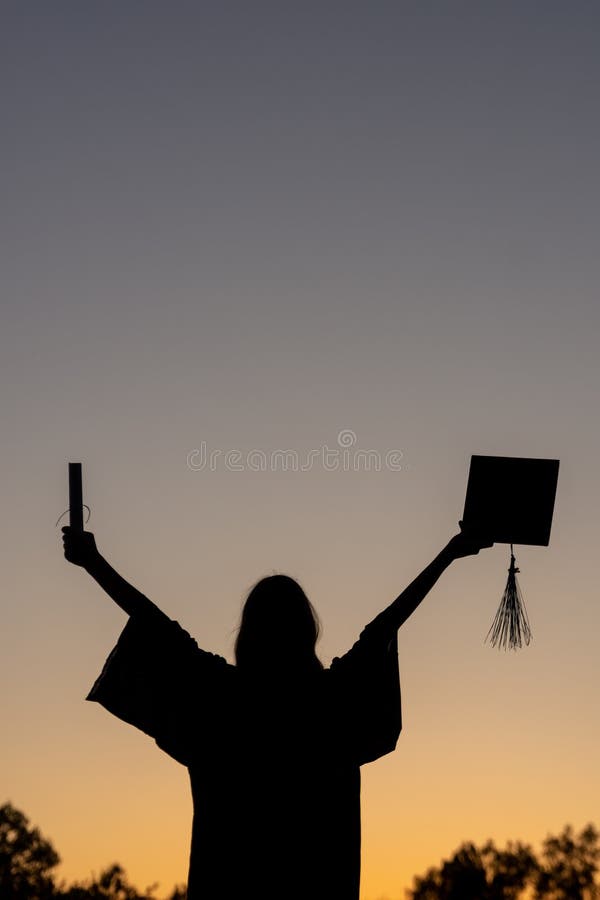 A Graduation Senior Celebrating at Sunset Stock Image - Image of people ...