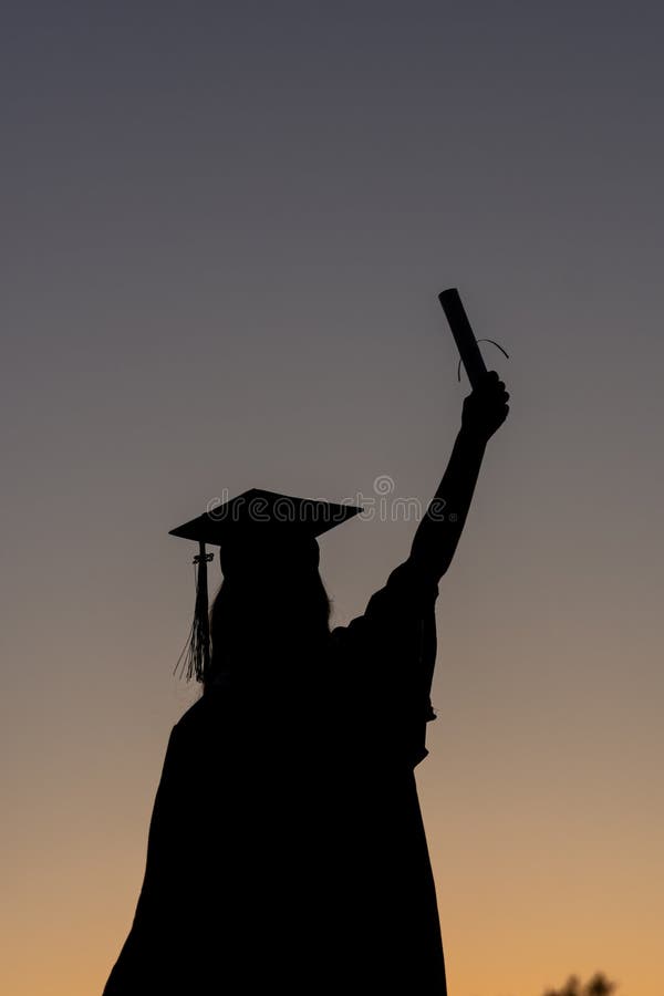 A Graduation Senior Celebrating at Sunset Stock Image - Image of adult ...