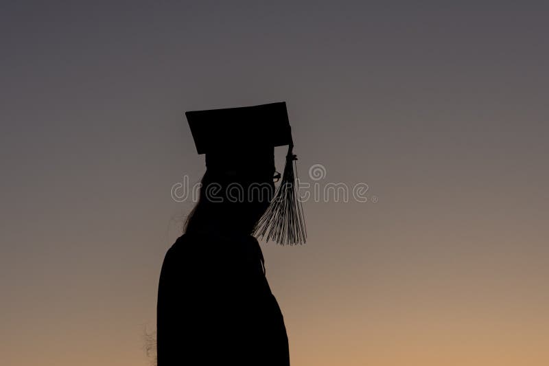 A Graduation Senior Celebrating at Sunset Stock Image - Image of ...