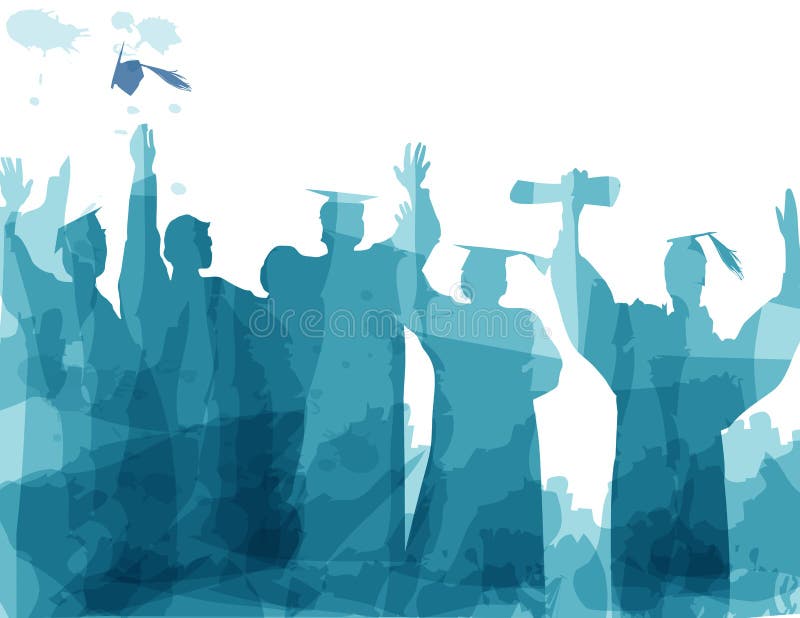 Graduation in silhouette stock vector. Illustration of college - 14354044