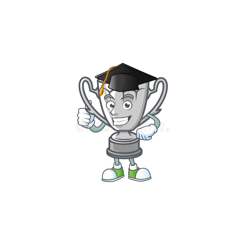 Graduation Silver Trophy with Cartoon Character Shape Stock Vector ...
