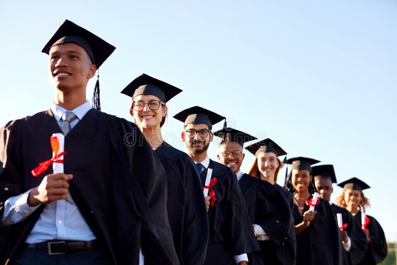 Graduation, Sky or Class of Students with Certificate at University for ...