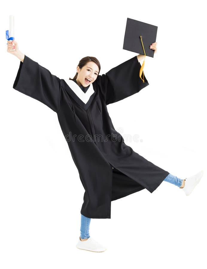 Graduation Student Dancing and Showing Diploma Stock Image - Image of ...
