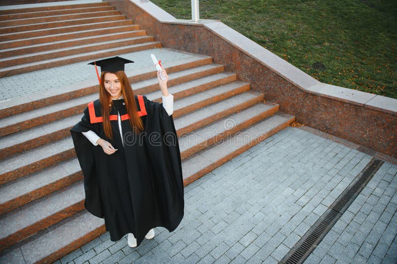 Graduation: Student Standing with Diploma Stock Image - Image of ...