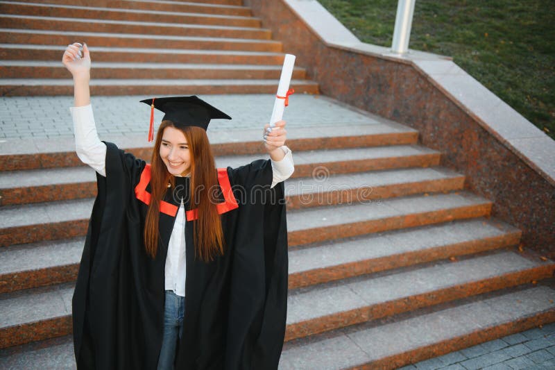 Graduation: Student Standing with Diploma Stock Photo - Image of paper ...