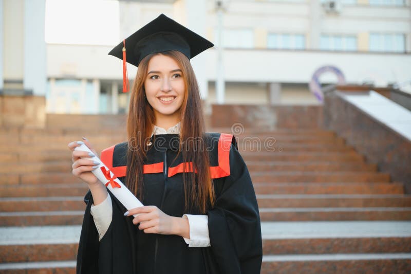 Graduation: Student Standing with Diploma Stock Image - Image of ...